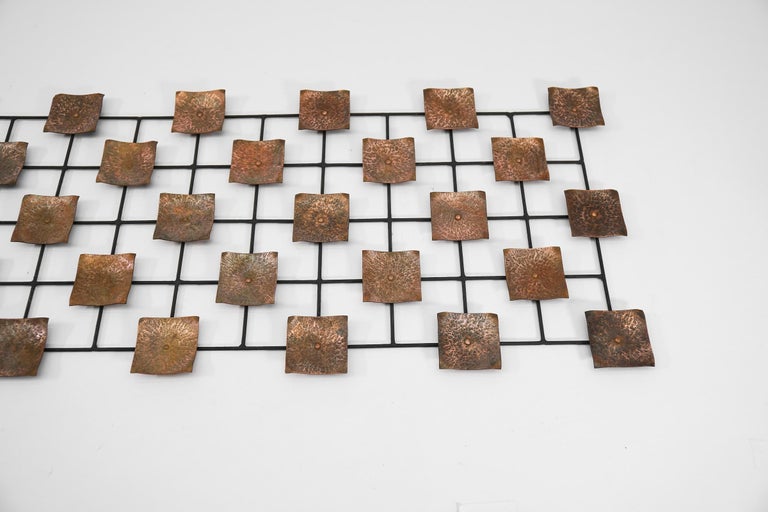 Hang Finished Artist Mural Made of Copper Elements on a Metal Lattice ...