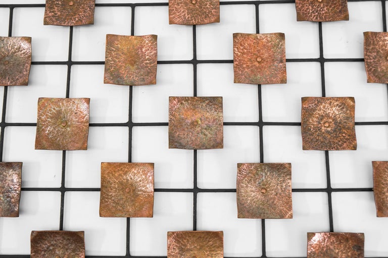 Hang Finished Artist Mural Made of Copper Elements on a Metal Lattice ...