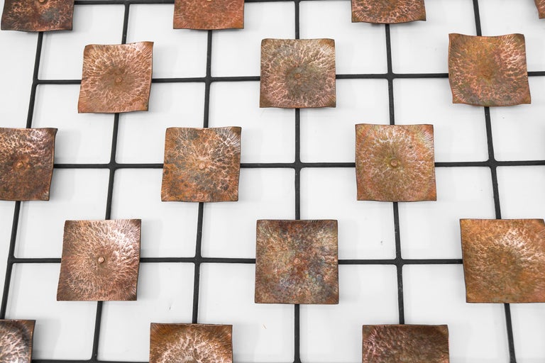 Hang Finished Artist Mural Made of Copper Elements on a Metal Lattice ...