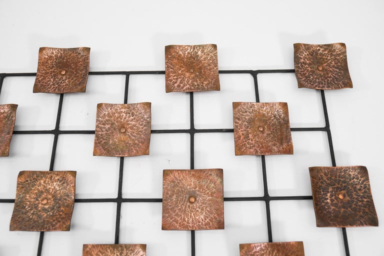 Hang Finished Artist Mural Made of Copper Elements on a Metal Lattice ...