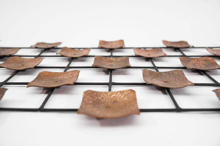 Hang Finished Artist Mural Made of Copper Elements on a Metal Lattice ...