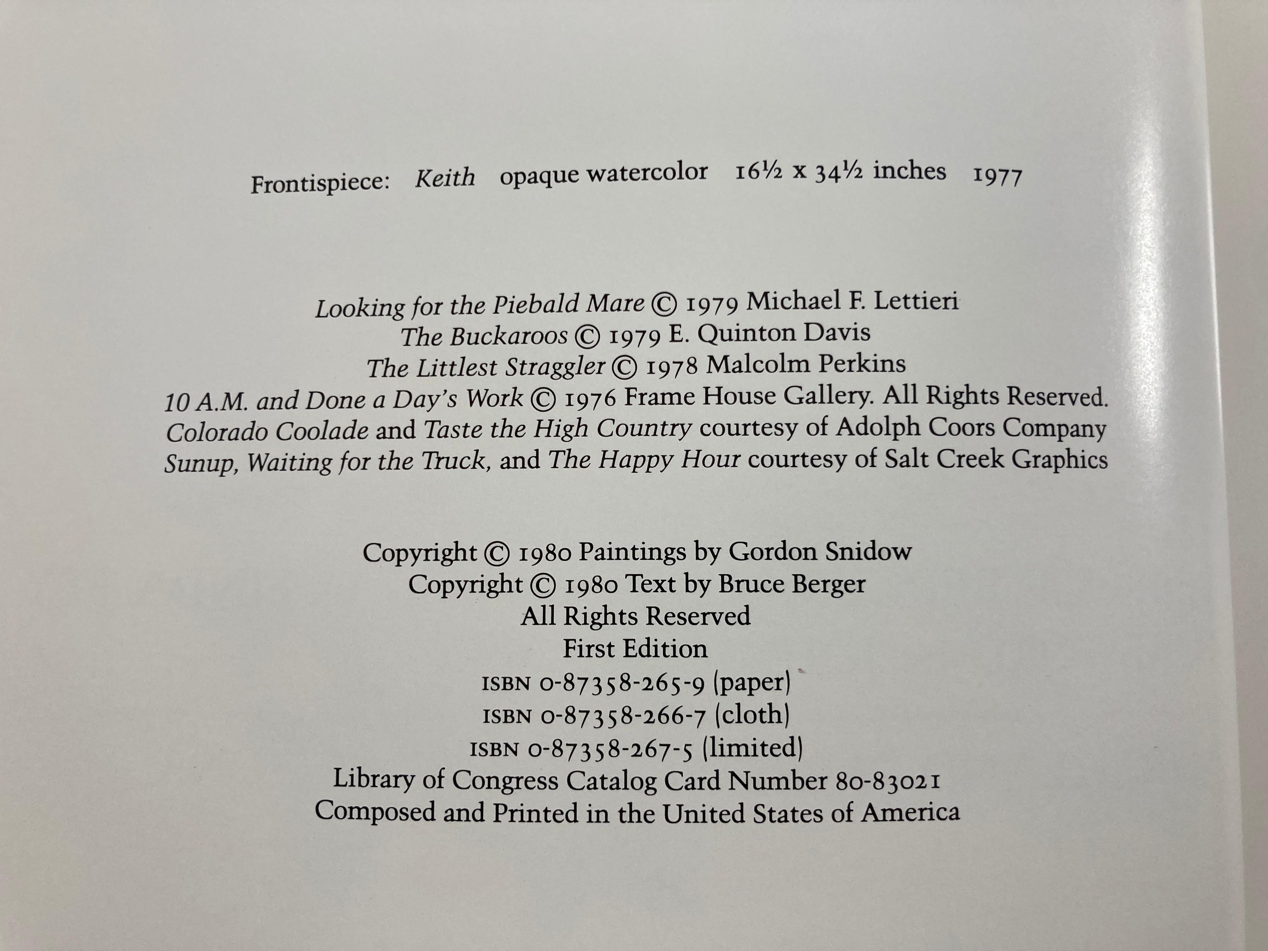 Hangin' On Gordon Snidow Portrays the Cowboy Heritage By Berger Bruce ...