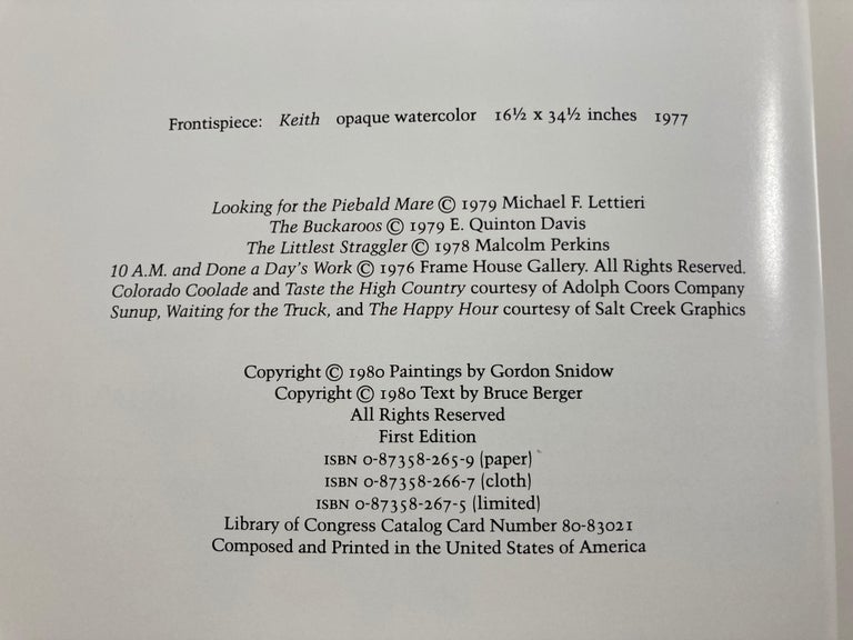 Hangin' On Gordon Snidow Portrays the Cowboy Heritage By Berger Bruce ...