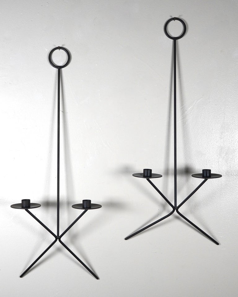 Hanging 1950's Modernist Wall Candle Holders / Sconces For Sale at 1stDibs