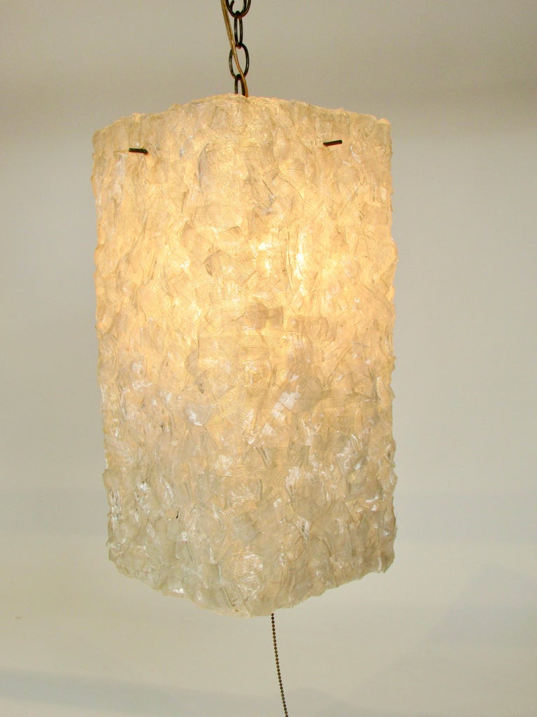 Hanging Square White Pressed Plastic Ribbon Lamp For Sale at 1stDibs