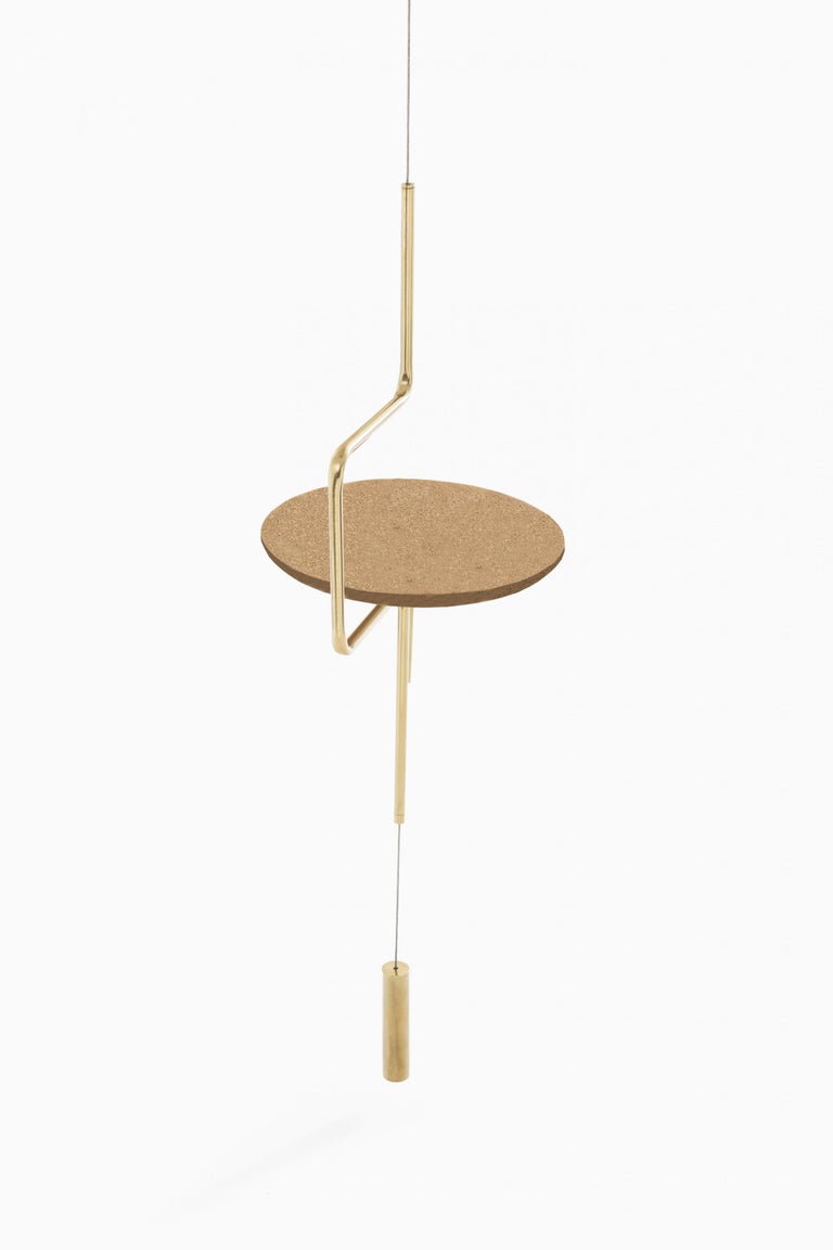 Hanging Table Disk Brass and Natural Cork by by decarvalho atelier For ...