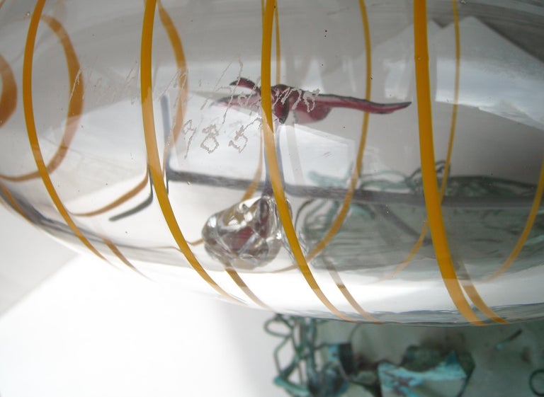 Hank Murta Adams, Fused, Glass/Copper Studio Sculpture,"Bird" Signed ...