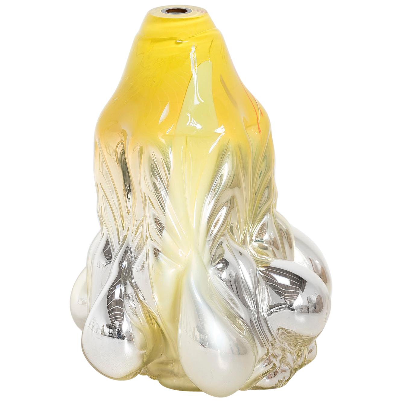Hannah Hansdotter “Stucco Print” Blue/White Opac Hand Blown Glass Vase ...