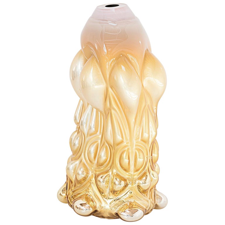 Hannah Hansdotter “Incommodious Print”, Pale Yellow Hand Blown Glass ...