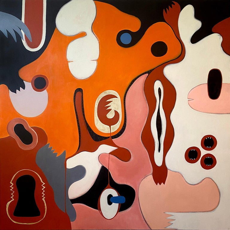 Hannah Thomas - CONTRARY Abstract Bold Acrylic Painting Orange Square ...