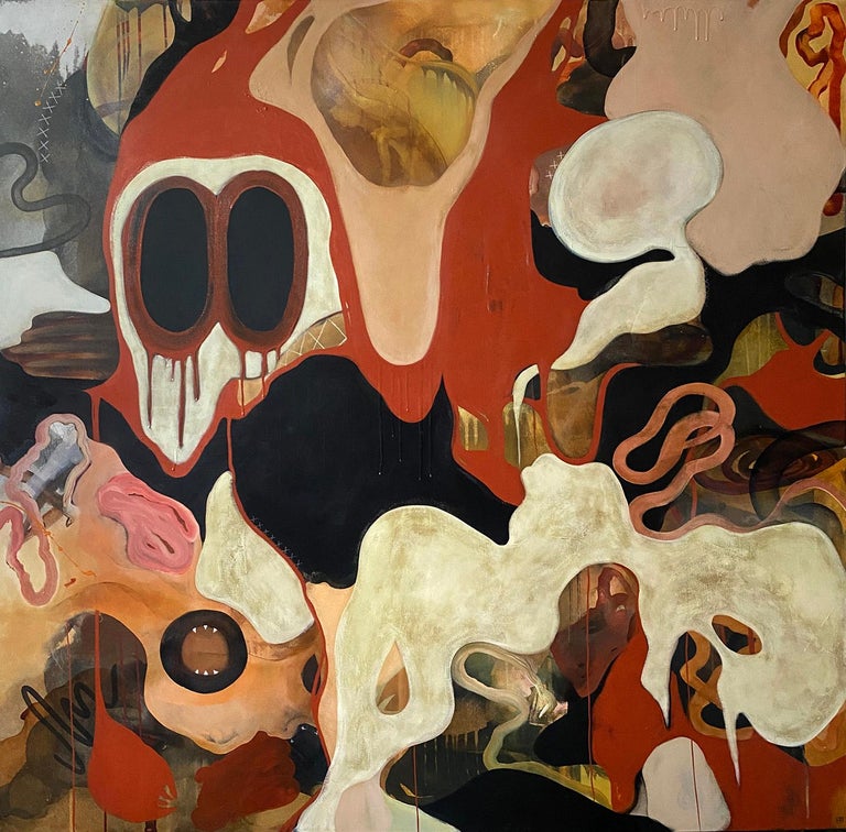 Hannah Thomas - MENTAL FREEZE - Abstract Acrylic Painting Red Square ...