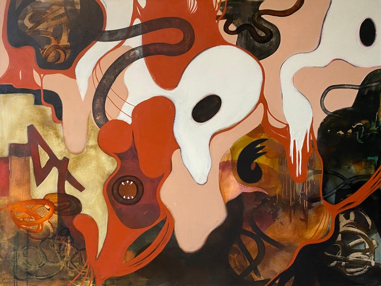 Hannah Thomas - SEASON OF THE WITCH #4 -Abstract Acrylic Painting Red ...
