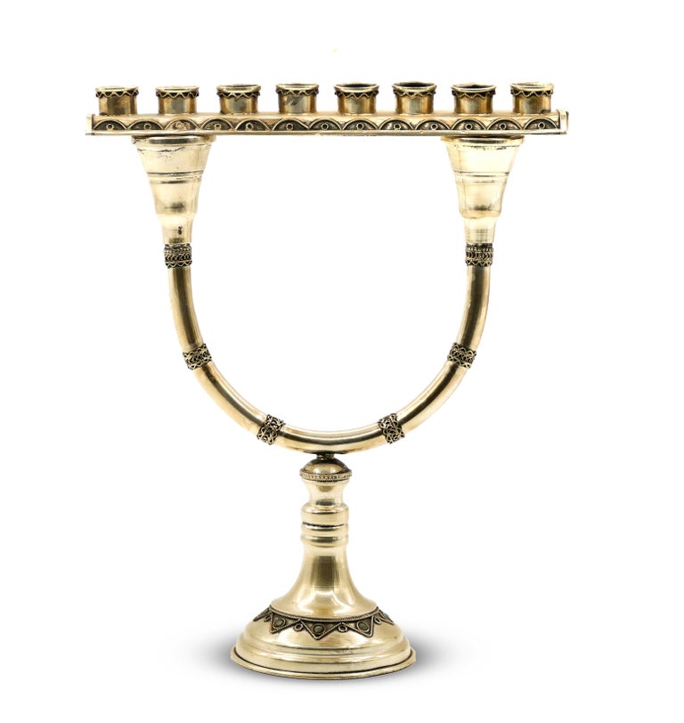 Hannukkah Menorah Silver Candlestick, Early 20th Century For Sale at ...