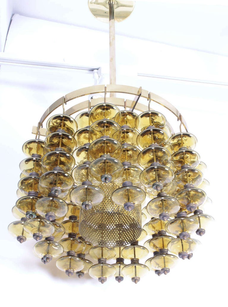 Hans Agne Jakobsson Amber Glass Strand Chandelier For Sale at 1stDibs