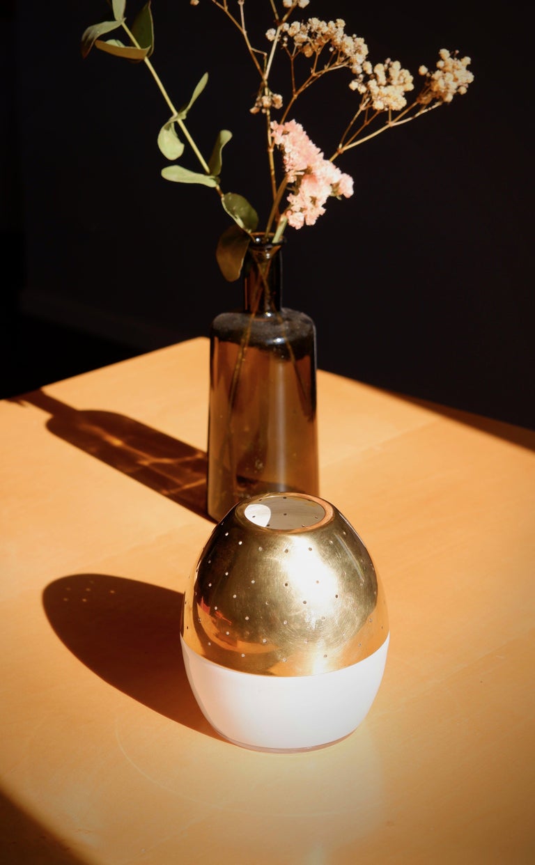 Hans Agne Jakobsson Rare Candle Lamp, Brass and Opal circa 1960 For ...