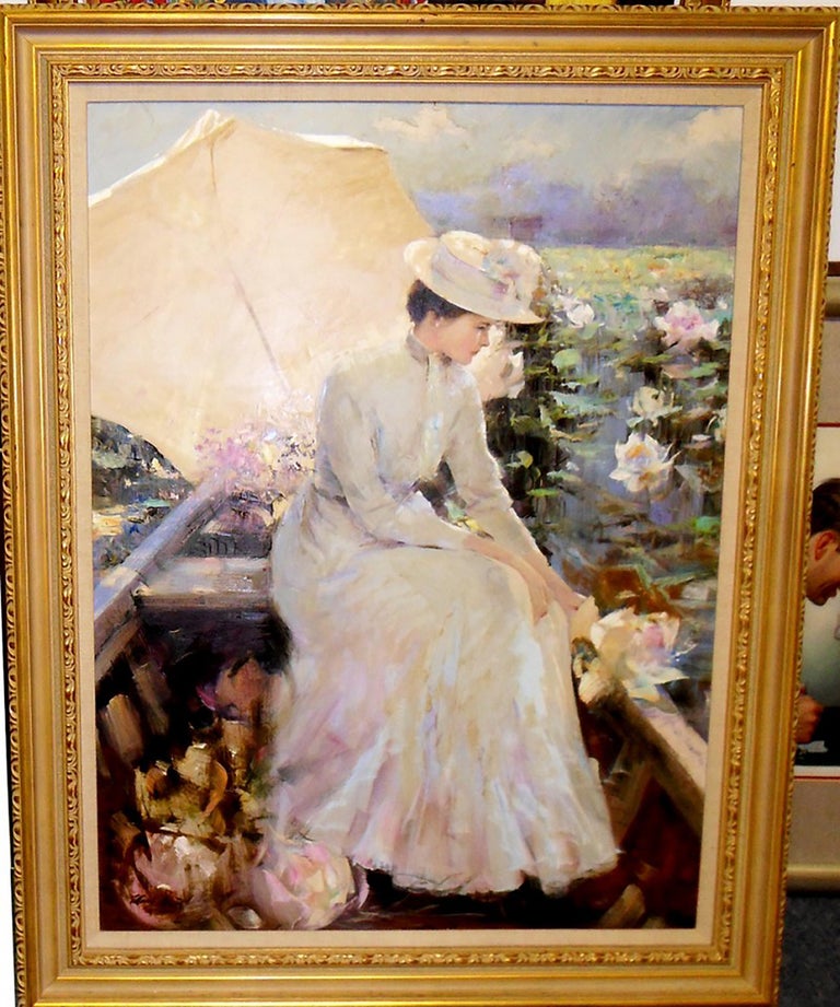 Hans Amis - Beautiful Lady in Garden at 1stDibs