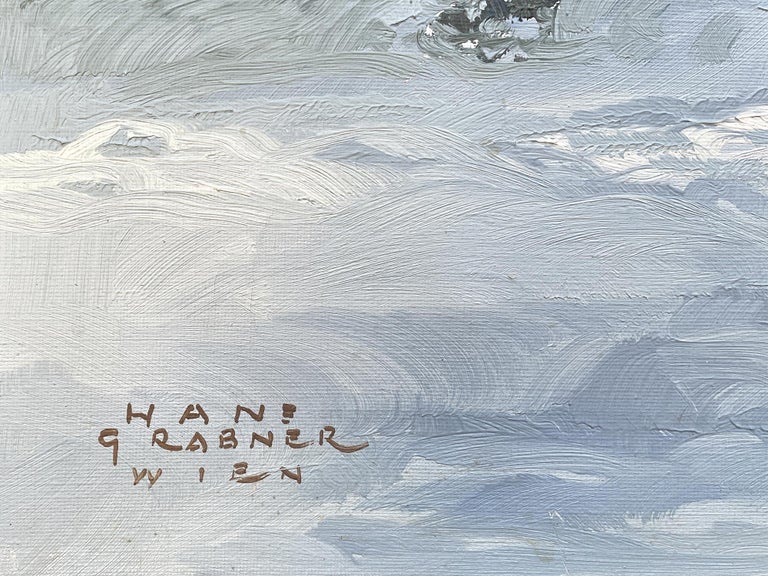 Hans Grabner, Snowy Landscape at Twilight Oil on Canvas For Sale at 1stDibs