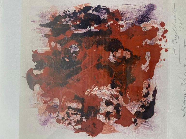 Hans Gustav Burkhardt Acrylic Abstract Painting on Paper, Pencil Signed ...