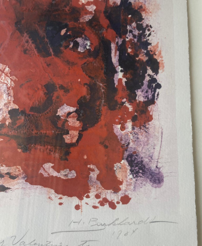 Hans Gustav Burkhardt Acrylic Abstract Painting on Paper, Pencil Signed ...