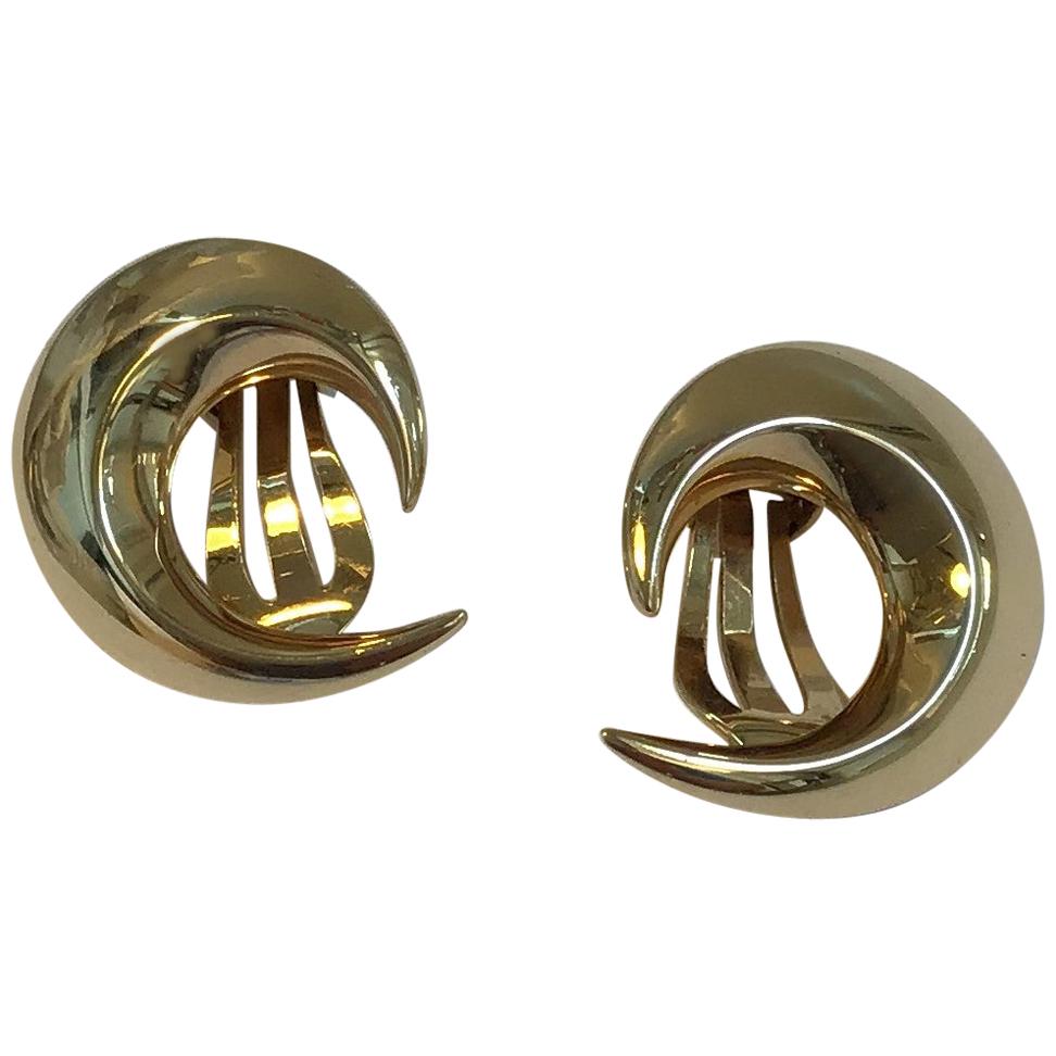 Hans Hansen 14 Karat Gold Ear Clips No 405 at 1stDibs