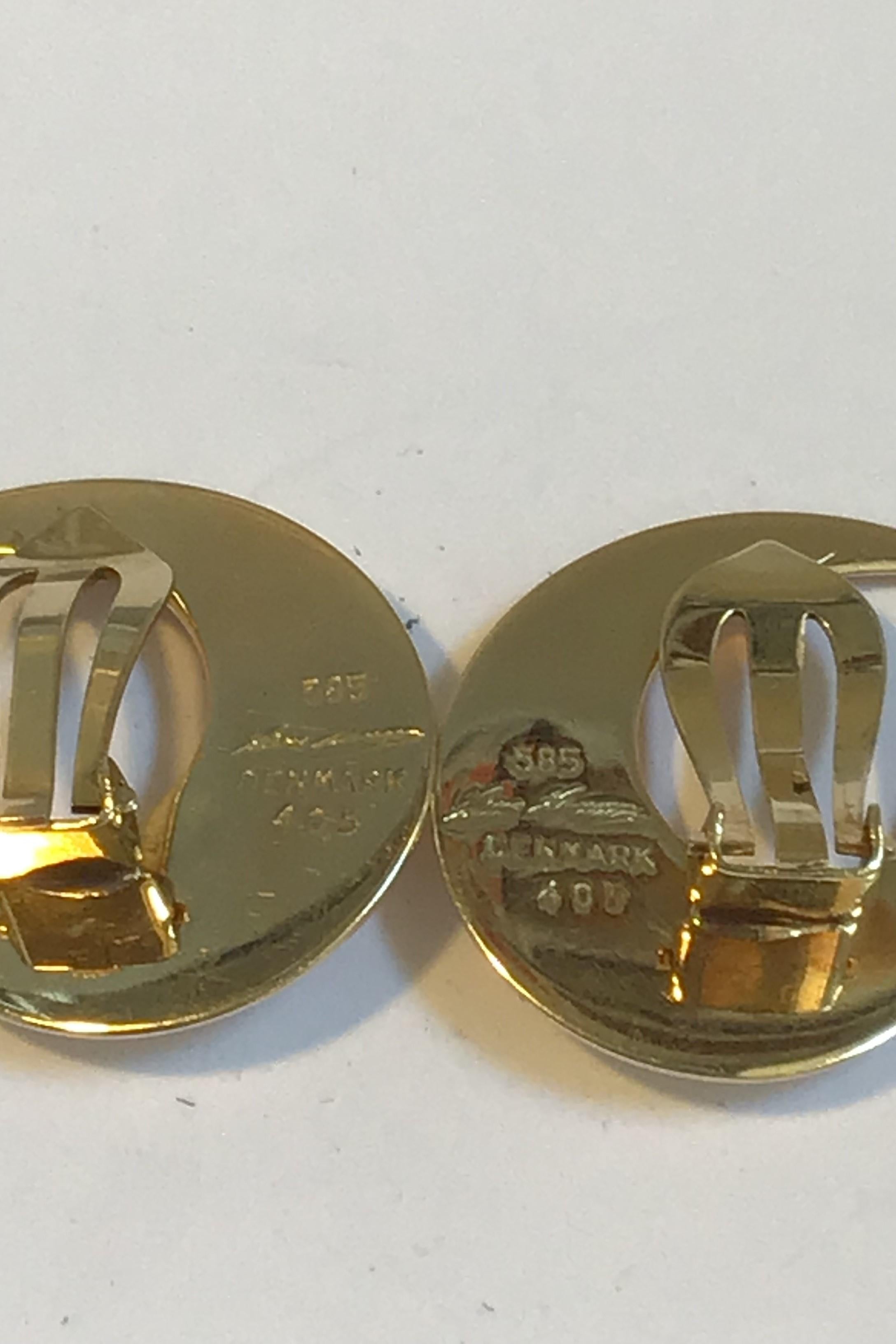 Hans Hansen 14 Karat Gold Ear Clips No 405 at 1stDibs