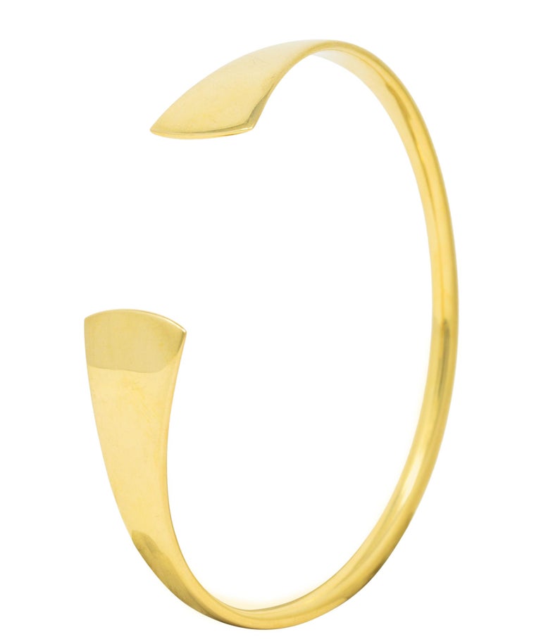 Hans Hansen Denmark 1960s Modernist 14 Karat Yellow Gold Gingko Cuff ...