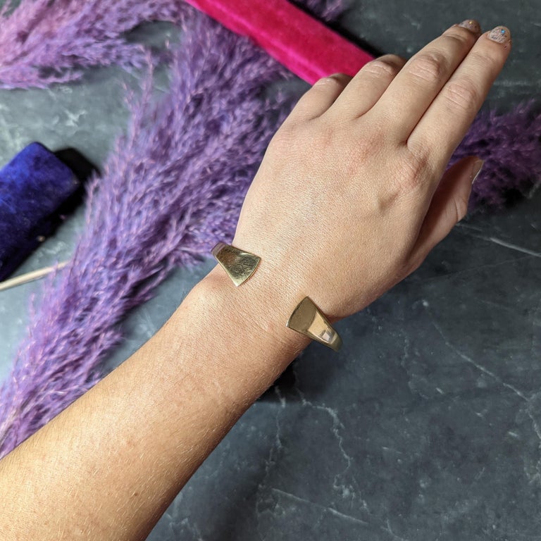 Hans Hansen Denmark 1960s Modernist 14 Karat Yellow Gold Gingko Cuff ...