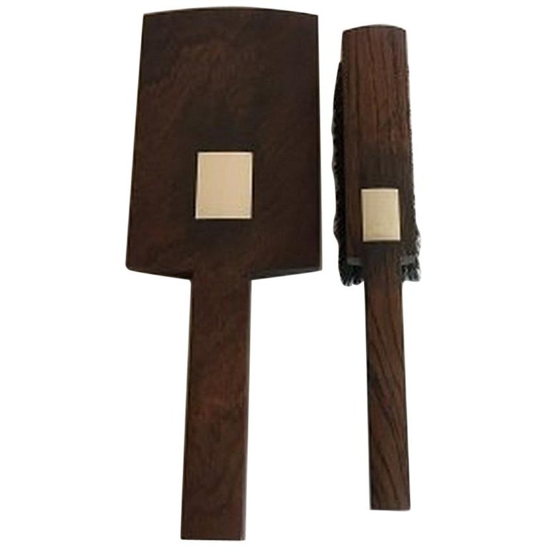 Hans Hansen Rosewood with Silver Mirror and Brush For Sale at 1stDibs