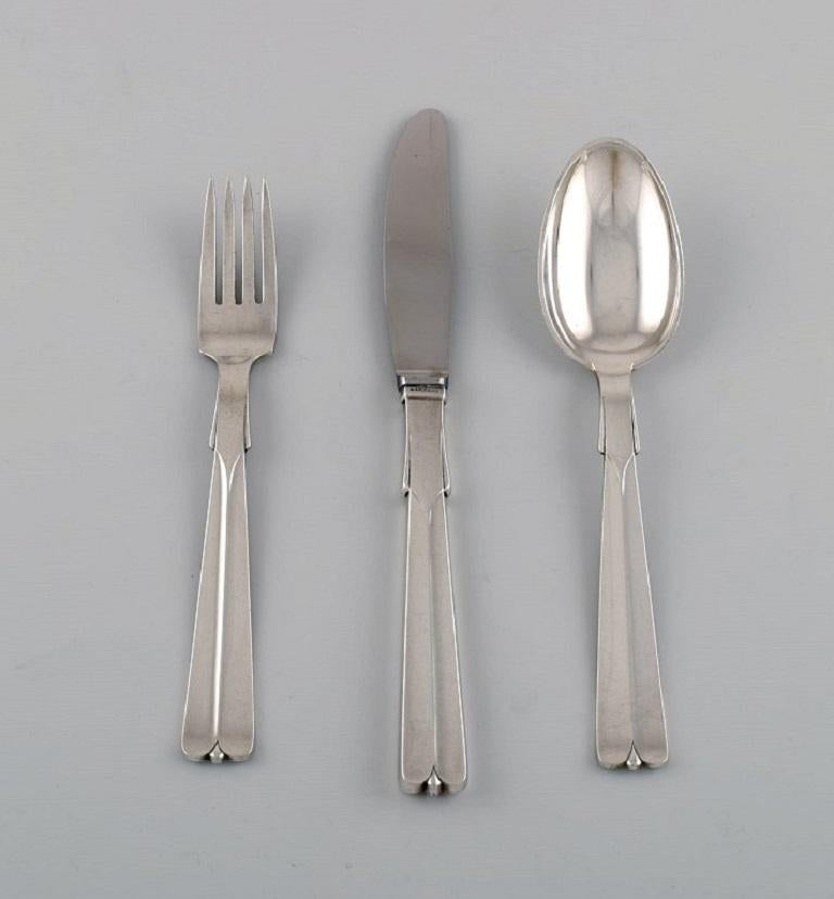 Hans Hansen Silverware No. 7. Art Deco Dinner Service in Silver for Six ...