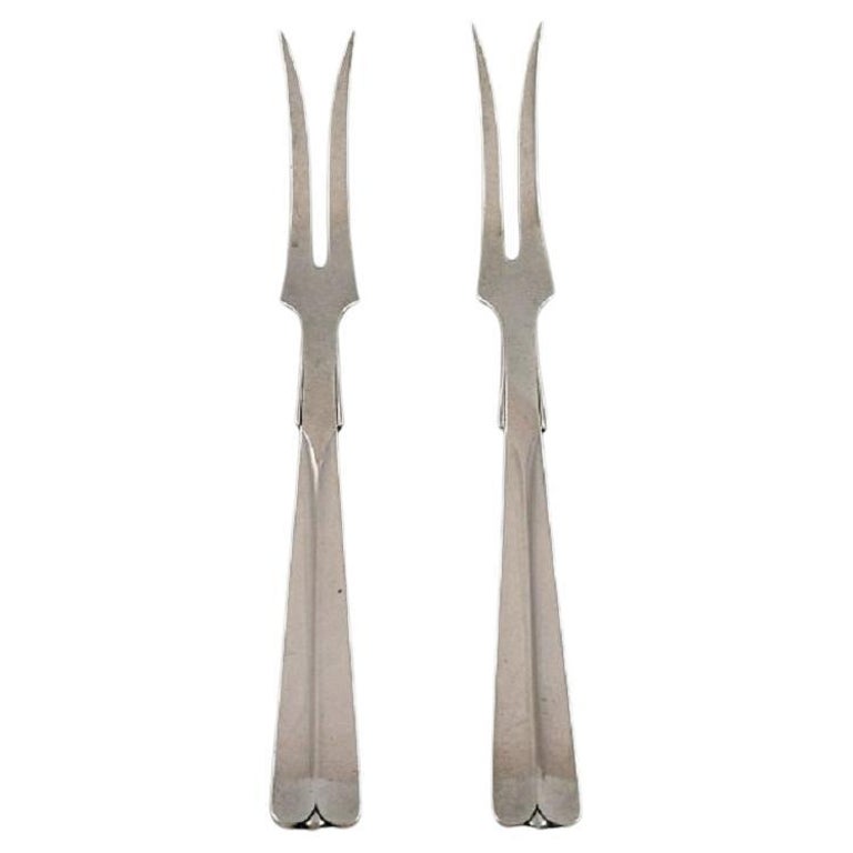 Hans Hansen Silverware No. 7. Two Art Deco Cold Meat Forks in Silver ...