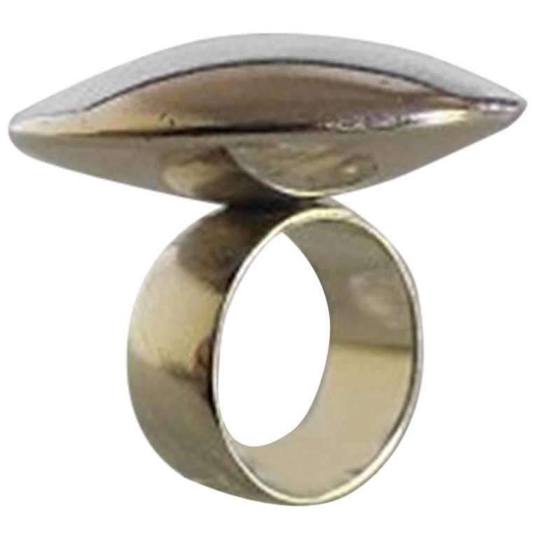 Hans Hansen Solid Silver Heavy Dot Ring For Sale at 1stDibs