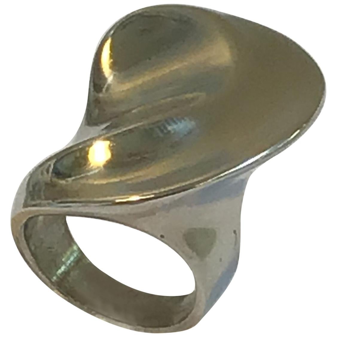 Hans Hansen Solid Silver Heavy Dot Ring For Sale at 1stDibs