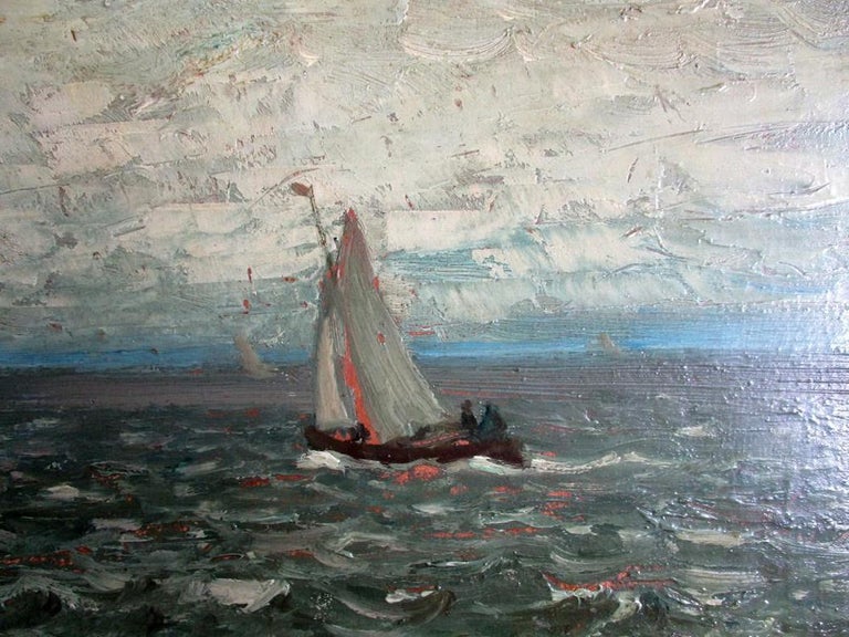Hans Hartig - Harbour at rough sea, Pomerania at 1stDibs