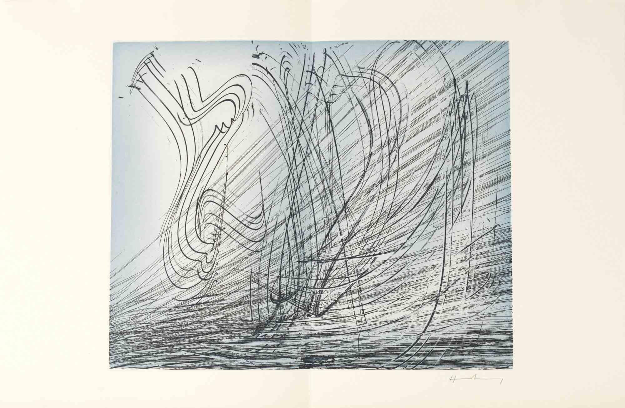 Hans Hartung - Framed Hans Hartung Multiple Color Process Abstract ...