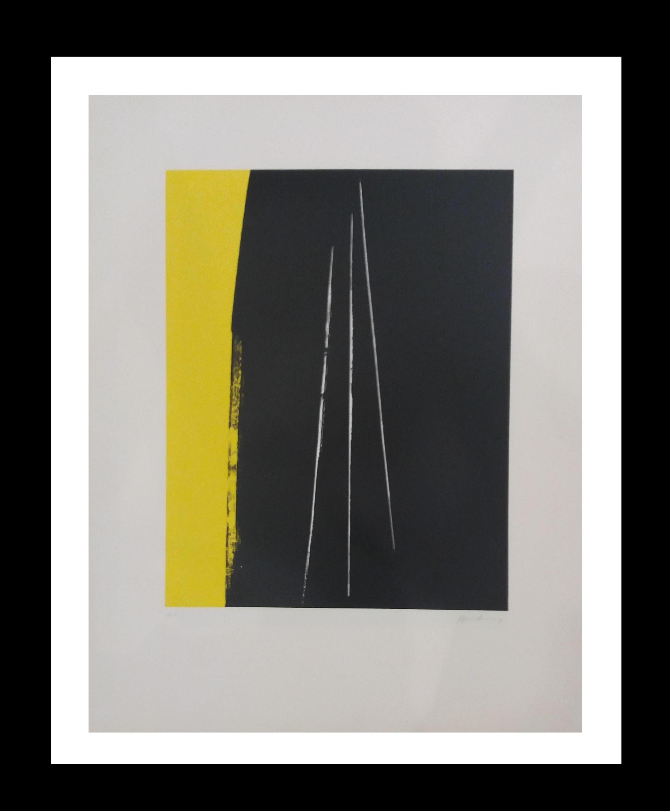 Hans Hartung - Framed Hans Hartung Multiple Color Process Abstract ...