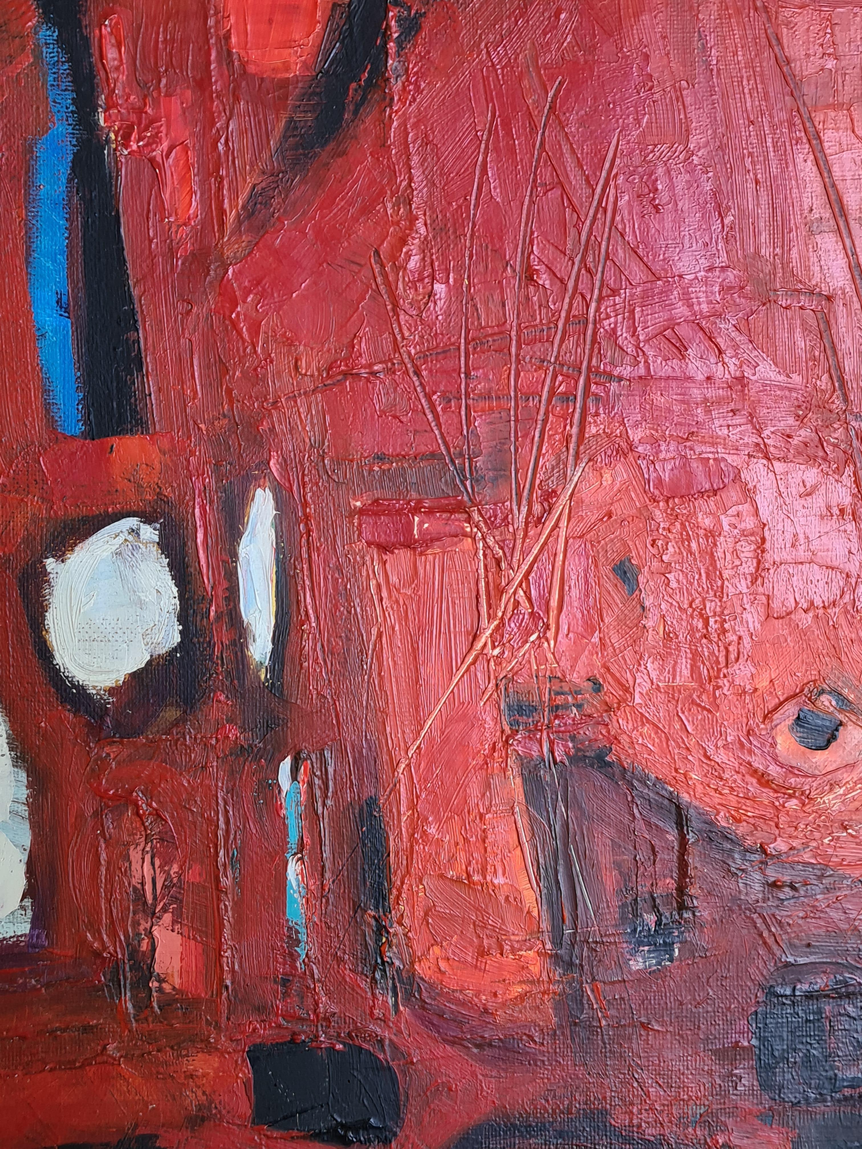 Mid Century Abstract Expressionist Oil on Canvas, 'Creation in Form and ...