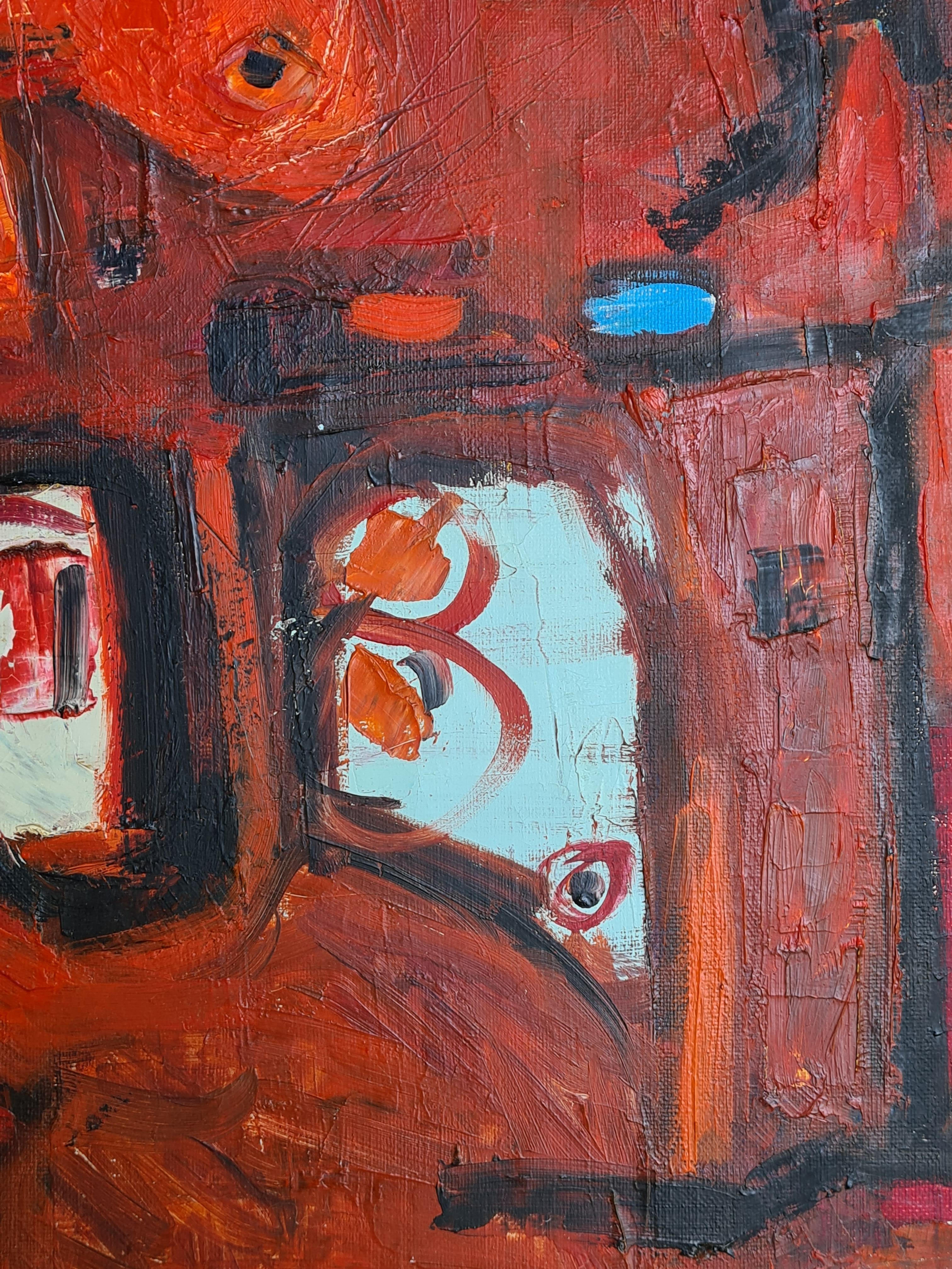 Mid Century Abstract Expressionist Oil on Canvas, 'Creation in Form and ...