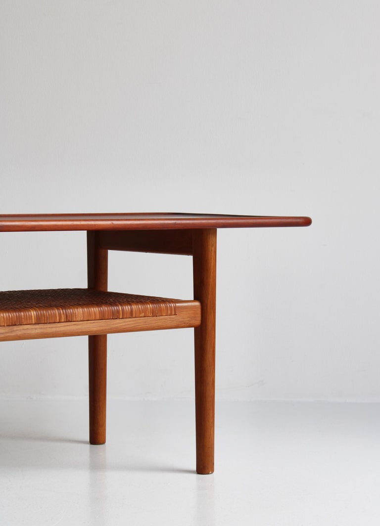 Hans J. Wegner Coffee Table "At-10" in Teak, Oak and Cane, Andreas Tuck ...