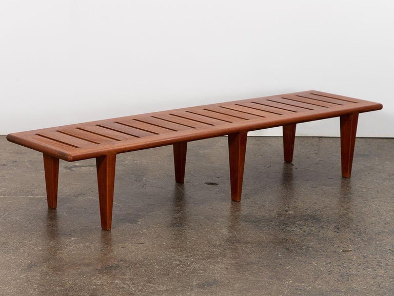 Hans J. Wegner for Johannes Hansen Slatted Teak Bench For Sale at 1stDibs