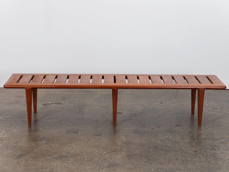 Hans J. Wegner for Johannes Hansen Slatted Teak Bench For Sale at 1stDibs