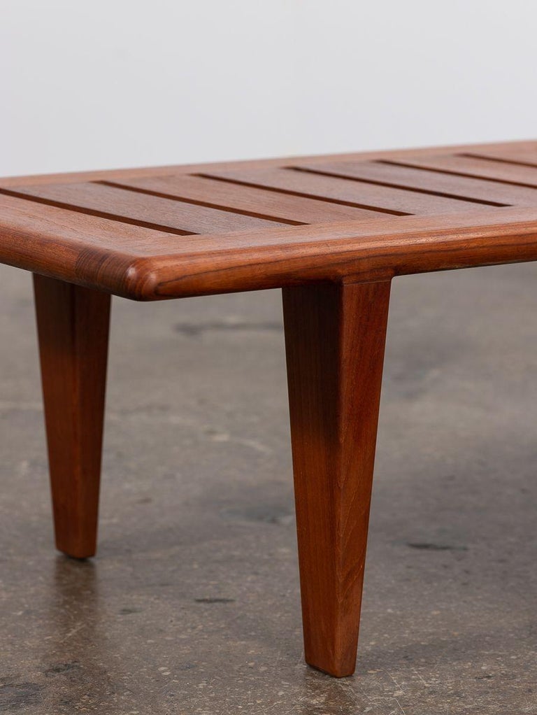 Hans J. Wegner for Johannes Hansen Slatted Teak Bench For Sale at 1stDibs