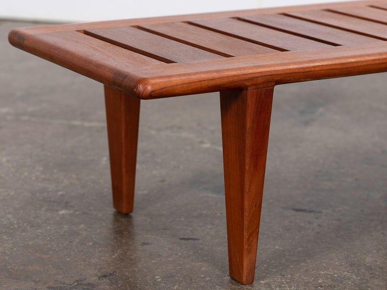 Hans J. Wegner for Johannes Hansen Slatted Teak Bench For Sale at 1stDibs