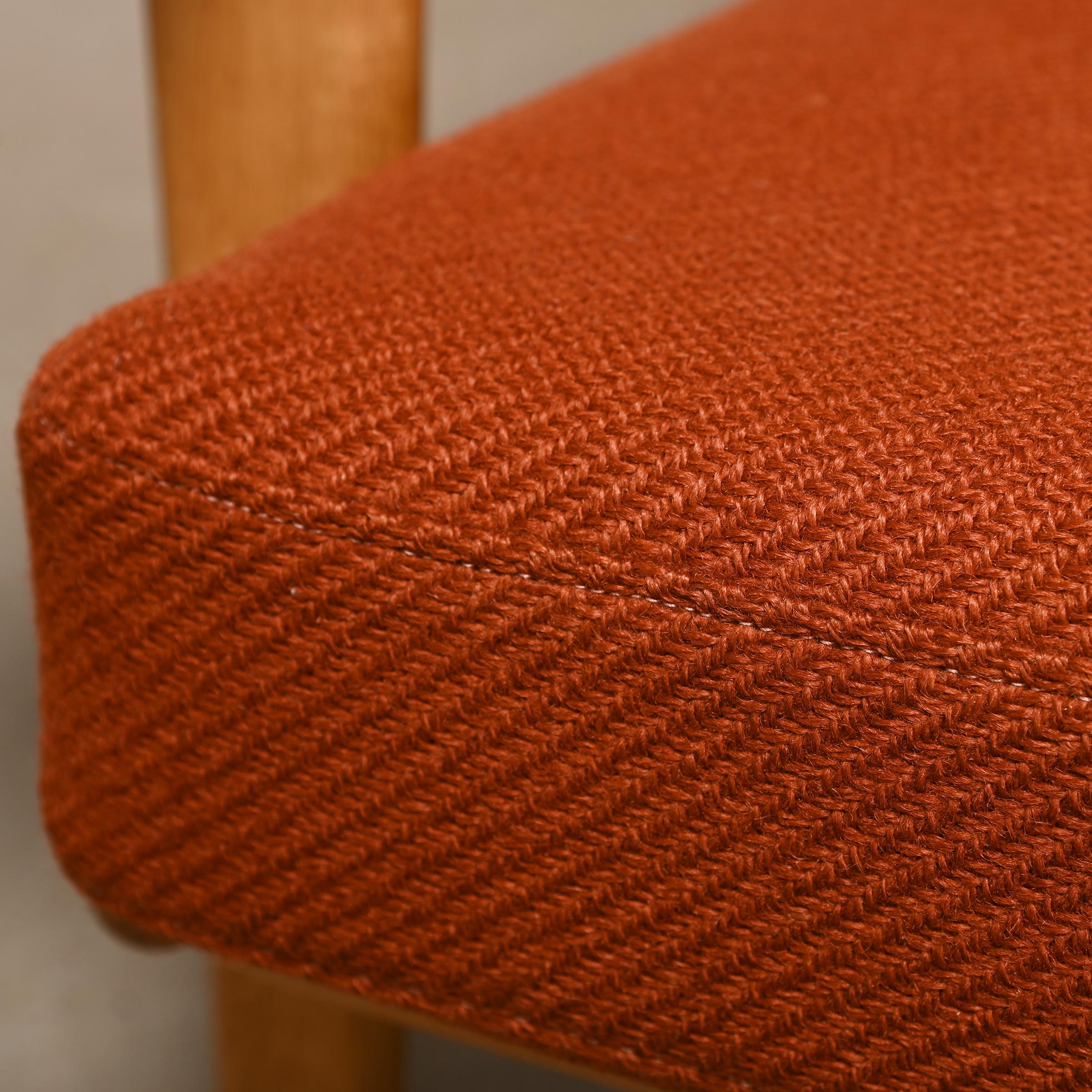 Hans J. Wegner GE290 Easy Chair in Brown Ochre Fabric for GETAMA at 1stDibs