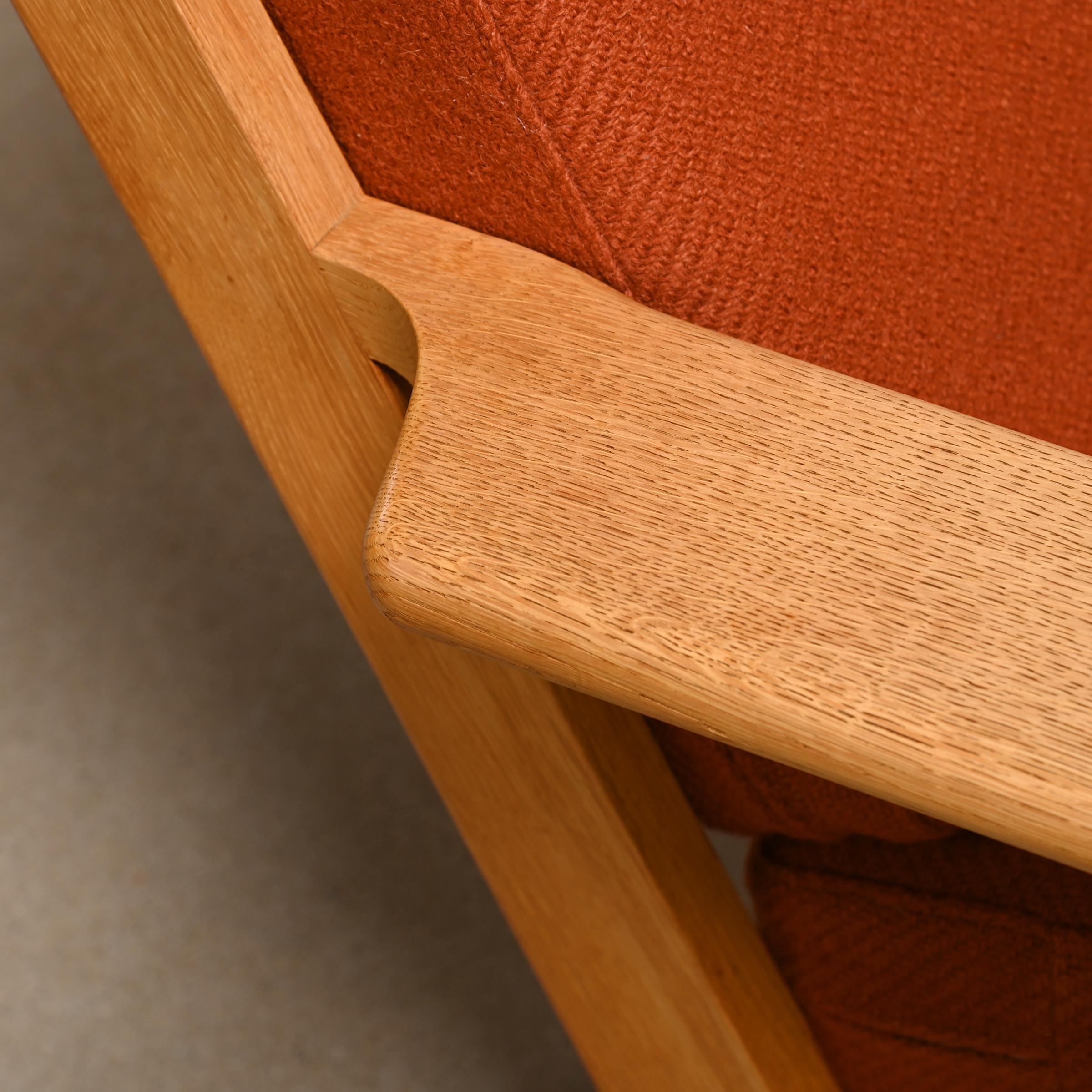 Hans J. Wegner GE290 Easy Chair in Brown Ochre Fabric for GETAMA at 1stDibs