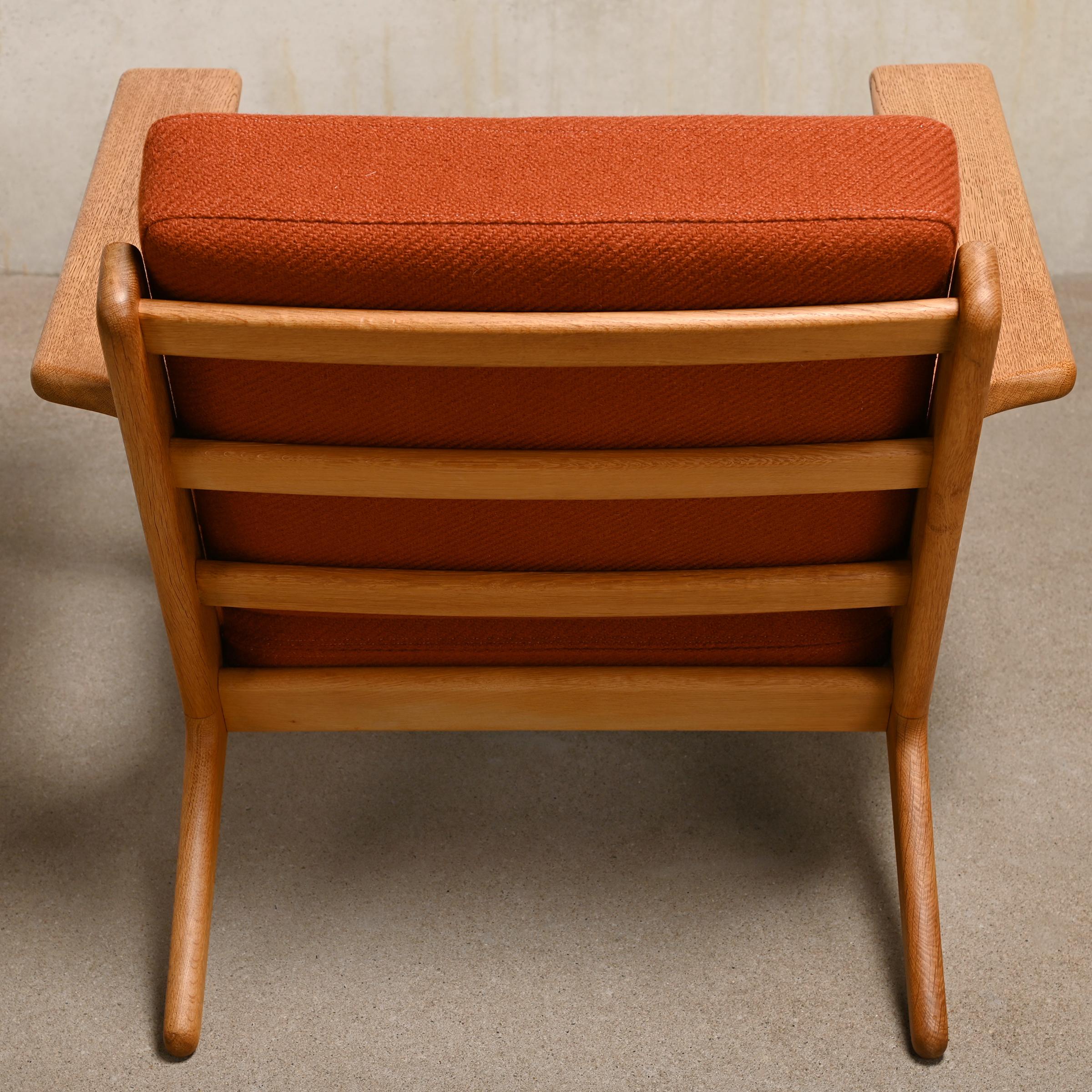 Hans J. Wegner GE290 Easy Chair in Brown Ochre Fabric for GETAMA at 1stDibs