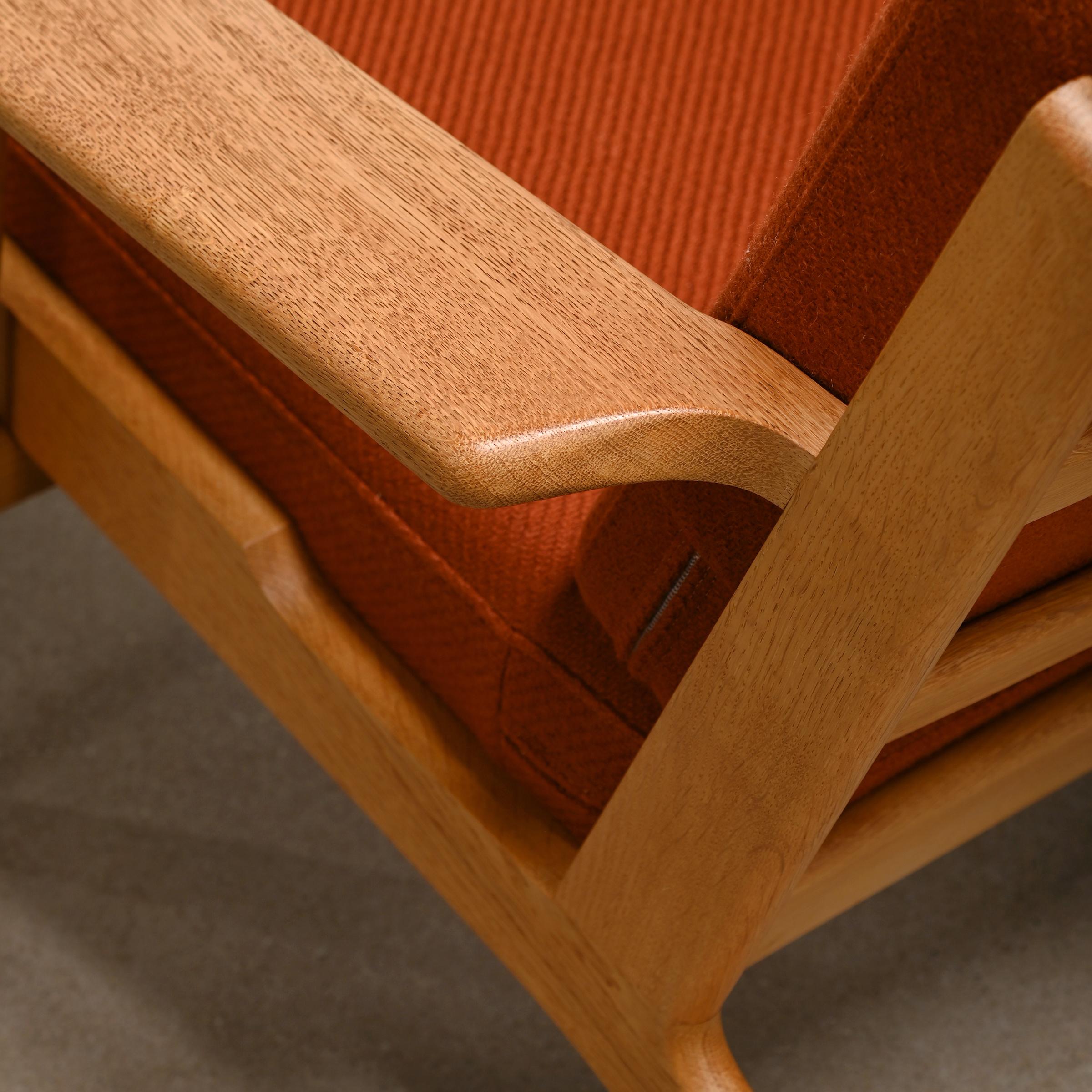 Hans J. Wegner GE290 Easy Chair in Brown Ochre Fabric for GETAMA at 1stDibs