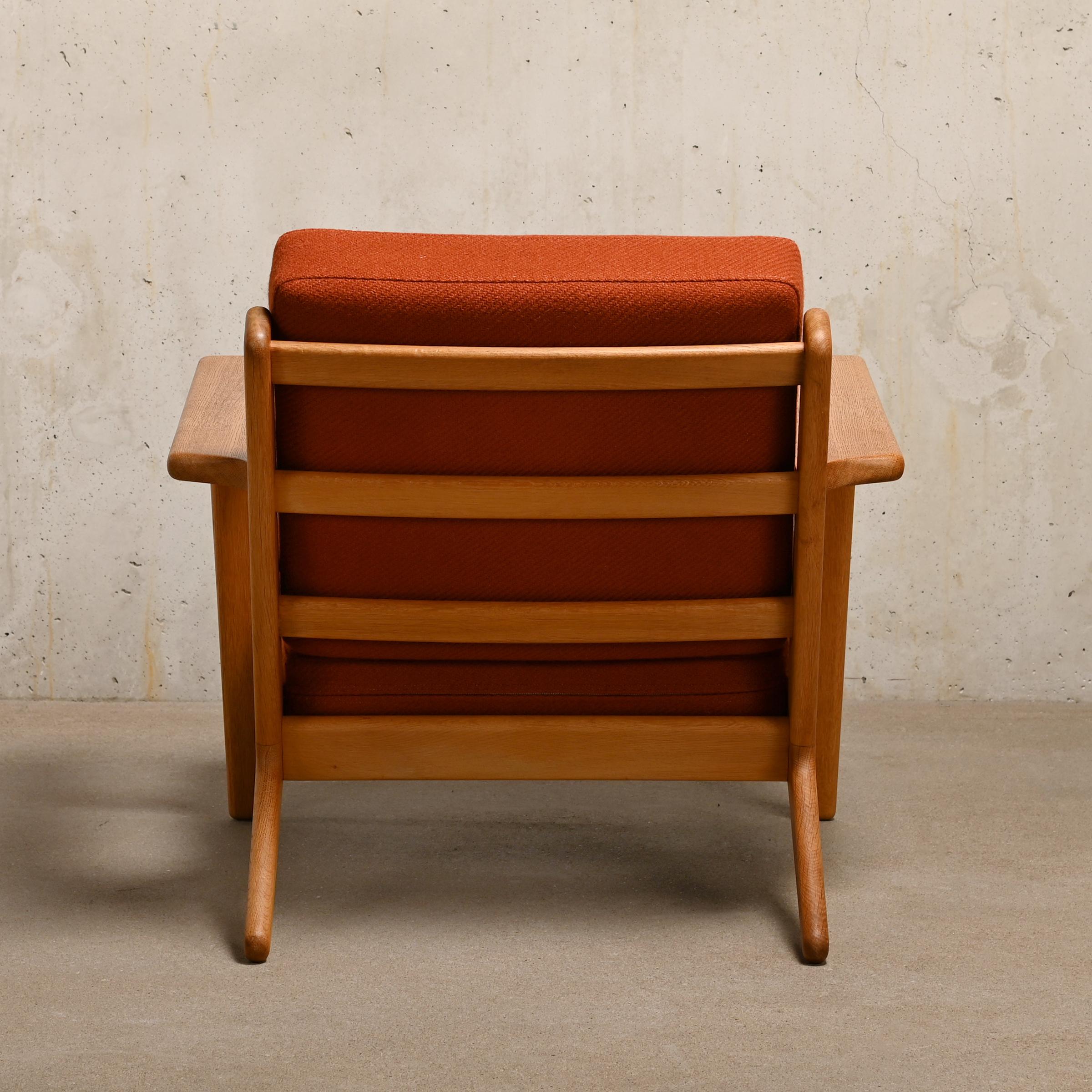 Hans J. Wegner GE290 Easy Chair in Brown Ochre Fabric for GETAMA at 1stDibs