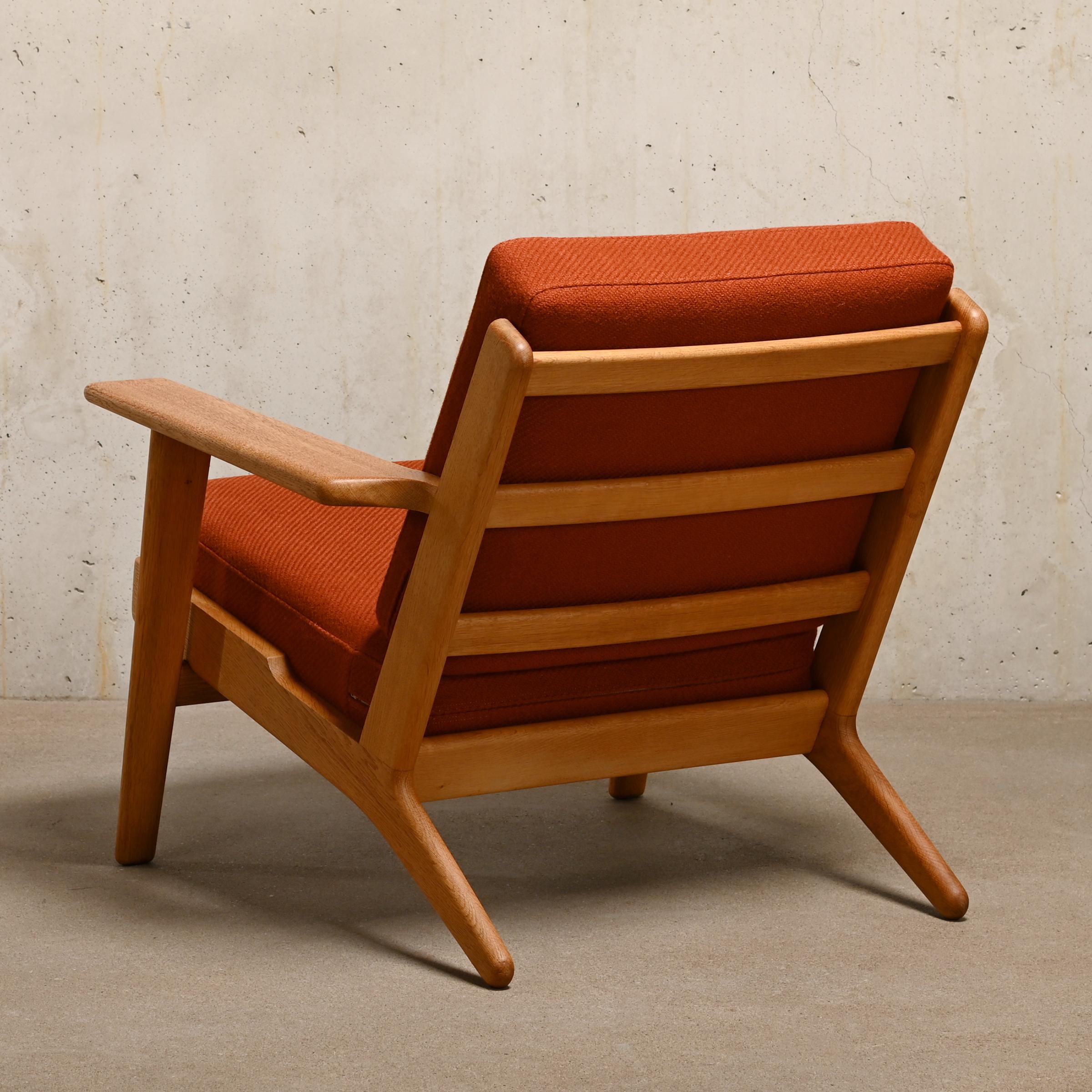 Hans J. Wegner GE290 Easy Chair in Brown Ochre Fabric for GETAMA at 1stDibs