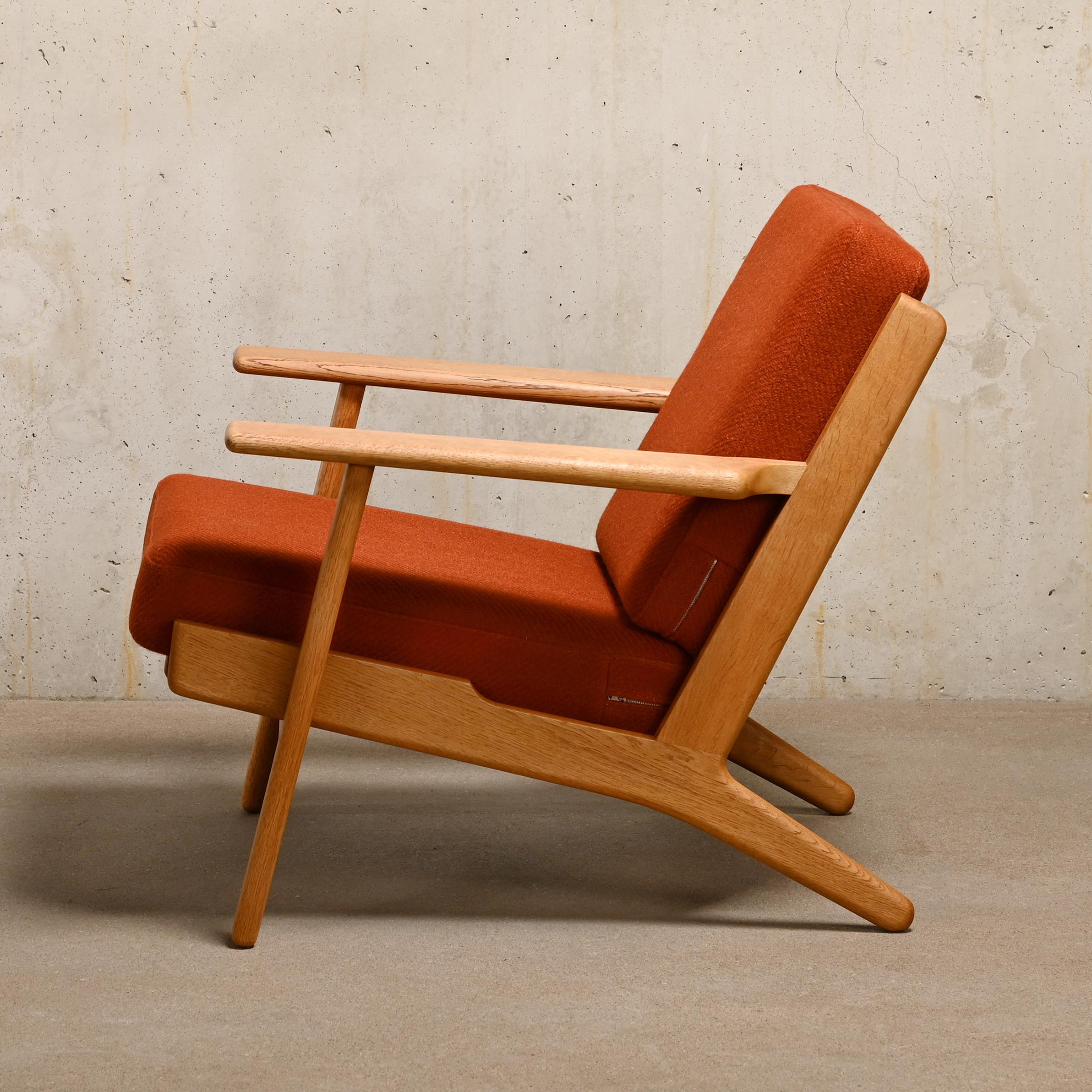 Hans J. Wegner GE290 Easy Chair in Brown Ochre Fabric for GETAMA at 1stDibs