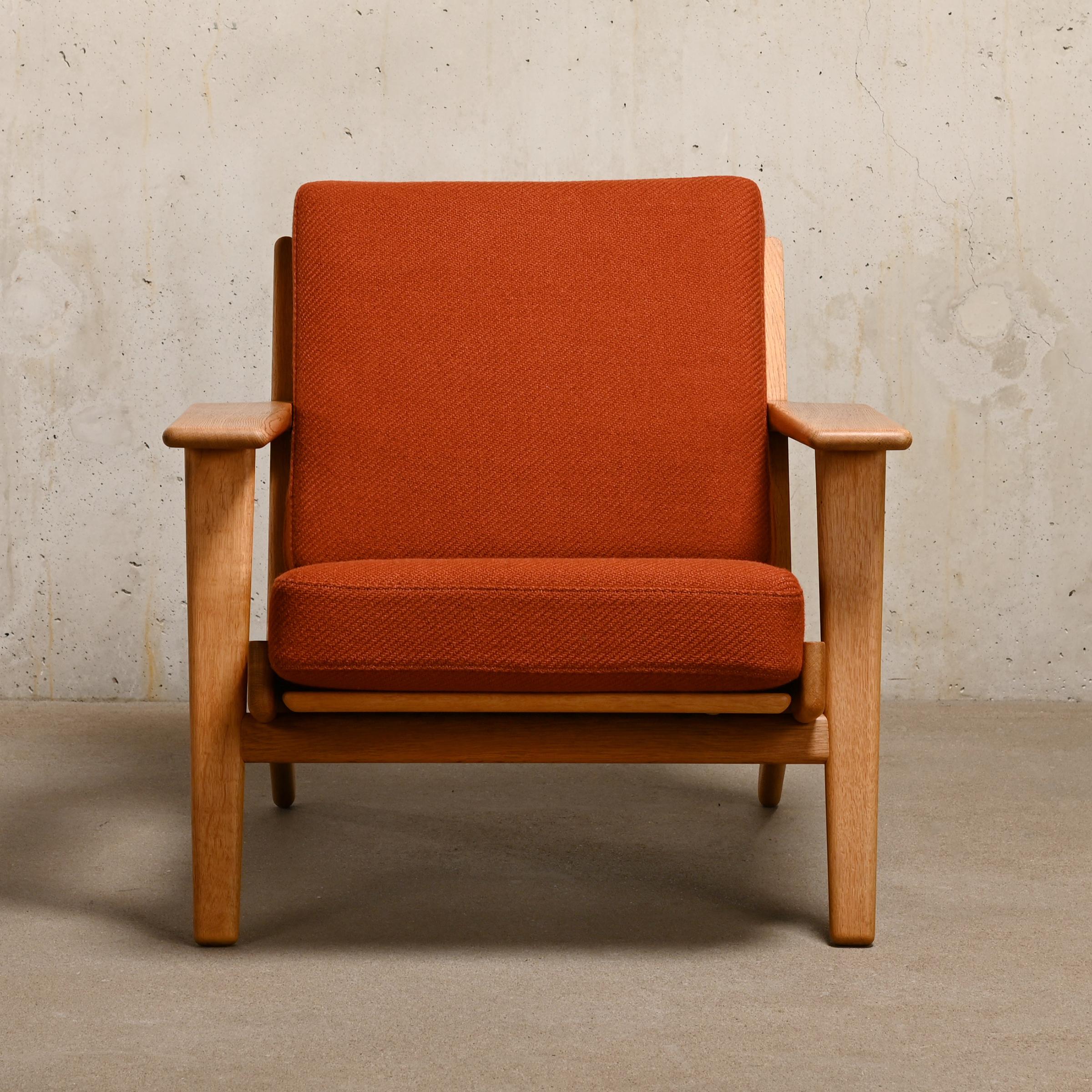 Hans J. Wegner GE290 Easy Chair in Brown Ochre Fabric for GETAMA at 1stDibs